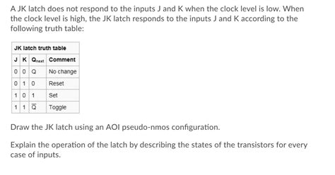 A Jk Latch Does Not Respond To The Inputs J And K