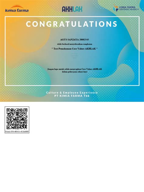 Test Pemahaman Core Values Akhlak E Certificate Akhlak 58472 Pdf