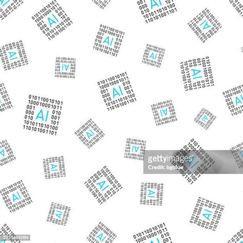artificial intelligence ai with binary code seamless pattern line icons