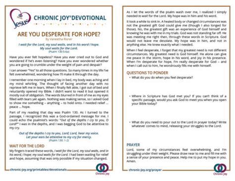 Chronic Joy® Printable Devotionals