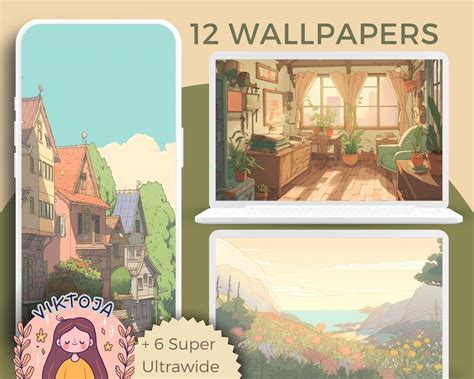Anime Wallpaper Cozy Pastel Screensaver Digital Download Etsy