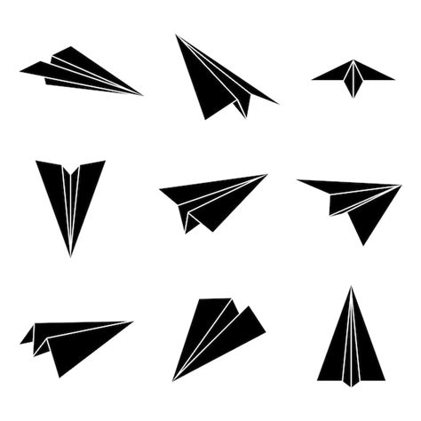 Premium Vector Set Simple Paper Planes Icon White Origami Paper Airplanes From Different