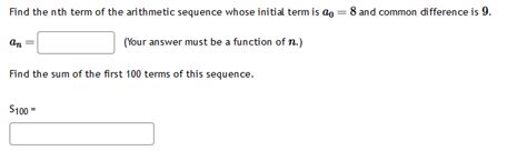 Solved Find The Nth Term Of The Arithmetic Sequence Whose