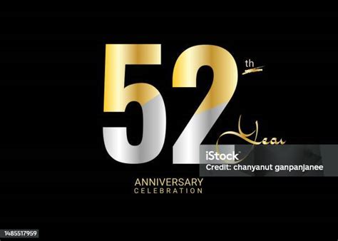 52주년 기념 금은 벡터 템플릿 52 숫자 로고 디자인 52번째 생일 로고 로고타입 기념일 축하를 위한 벡터 기념일 포스터 초대장 개념에 대한 스톡 벡터 아트 및 기타