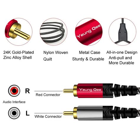 Cavo Per Subwoofer Cavo Audio Stereo Rca Maschio Maschio 1m Per