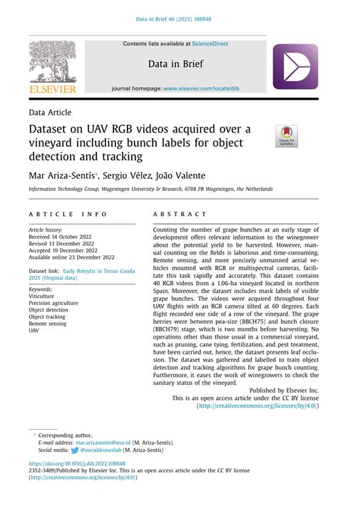 Pdf Dataset On Uav Rgb Videos Acquired Over A Vineyard Including