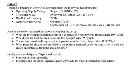 Hw 42 Design A Triangular Wave Oscillator That Meets