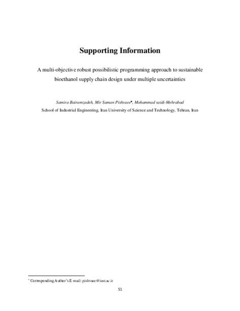 Pdf A Multi Objective Robust Possibilistic Programming Approach To