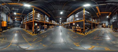 Modern Warehouse With Automated Sorting Systems And Led Pathway Indicators For Efficient