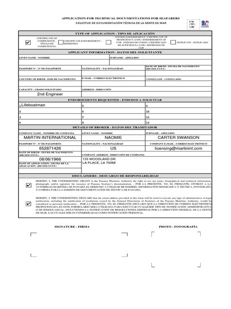 Panama Application Form2 Pdf
