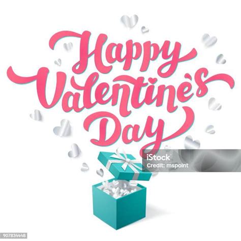 산 발렌타인 데이 인사말 카드입니다 흰색 바탕에 실버 색종이 하트와 로빈 계란 블루 컬러로 핑크 행복 한 발렌타인 하루 텍스트와