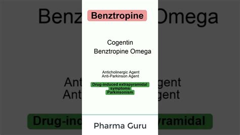 Benztropine Cogentine In A Nutshell Youtube