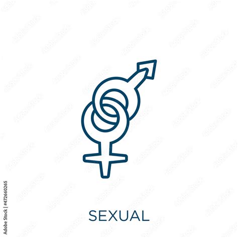 Sexual Icon Thin Linear Sexual Outline Icon Isolated On White Background Line Vector Sexual