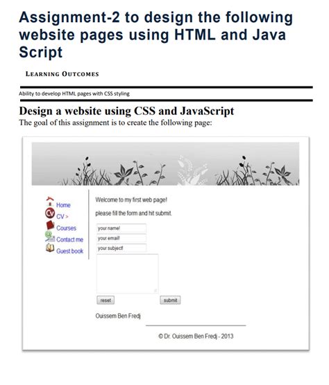 Solved Assignment To Design The Following Website Pages Chegg