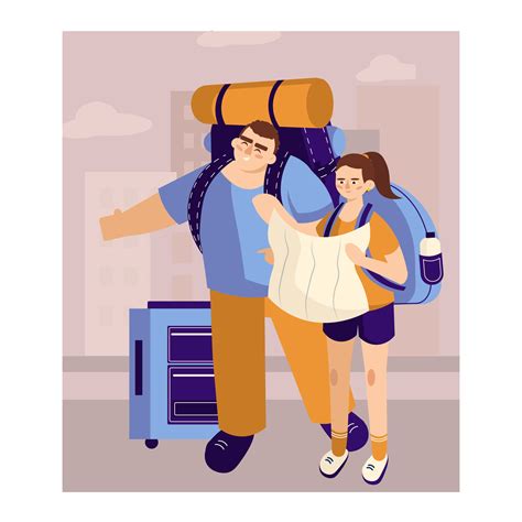 Couple Looking For Route On Map Man And Woman Traveling Together 37896396 Vector Art At Vecteezy