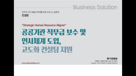 비즈니스 솔루션 컨설팅 직무보수및인사제도구축컨설팅 Youtube