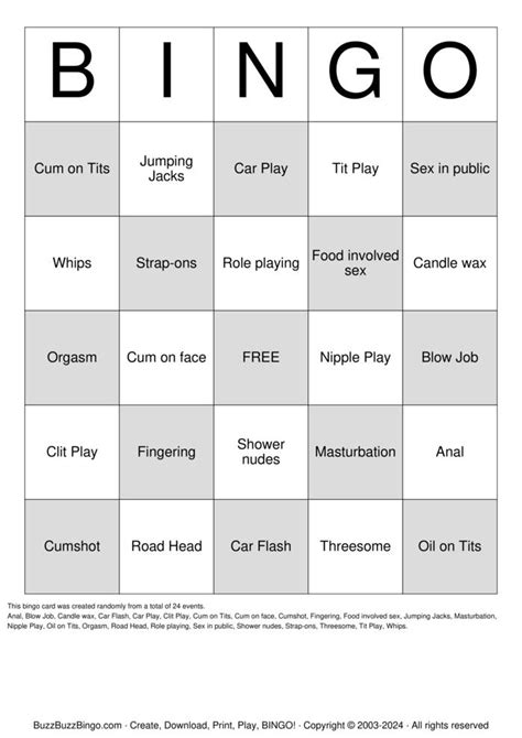 Sex Act Bingo Bingo Cards To Download Print And Customize