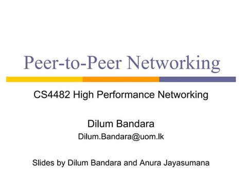 Peer To Peer Networking Systems And Streaming Pptx