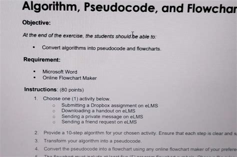 Algorithm Pseudocode And Flowchar Objective Studyx