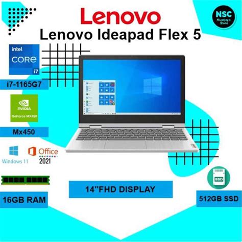 Promo Lenovo Ideapad Flex 5 14ITL05 VFID I7 1165G7 16GB 512GB MX450 W11 OHS Diskon 2 Di Seller