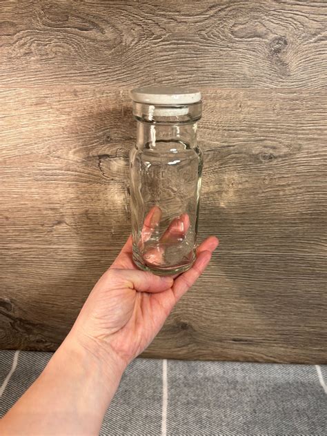 Vintage Collectible Pan Yan Tall Round Clear Pickle Jar With Ceramic