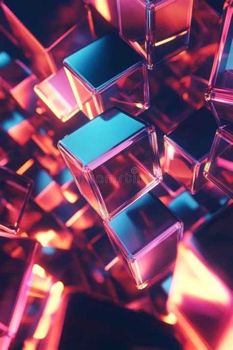 A Dynamic 3d Abstract Background With An Intricate Arrangement Of Luminous Cubes Shifting
