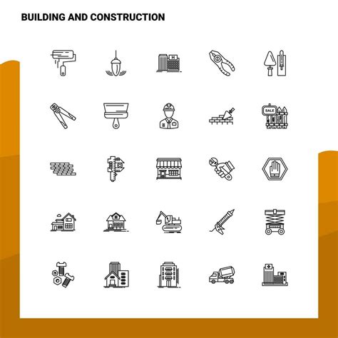 Set Of Building And Construction Line Icon Set 25 Icons Vector Minimalism Style Design Black