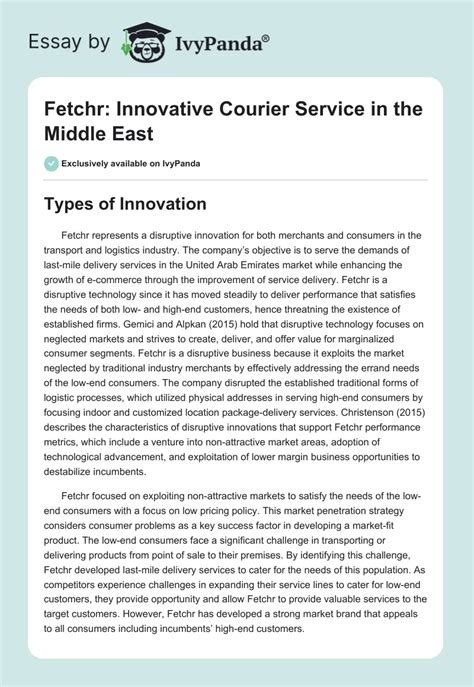 Fetchr Courier Service In The Middle East 1392 Words Essay Example