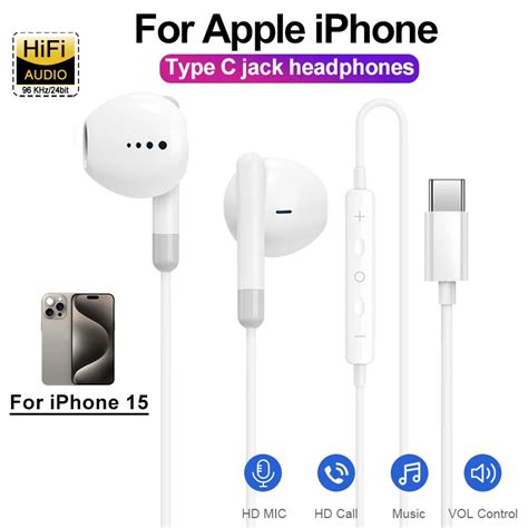 Usb C 유형 C ~ 35mm 유선 헤드폰 적용 대상 Apple Iphone 15 Pro Max 15 Plus 적용 대상