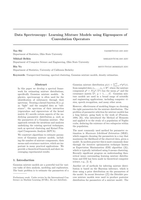 Pdf Data Spectroscopy Learning Mixture Models Using Eigenspaces Of