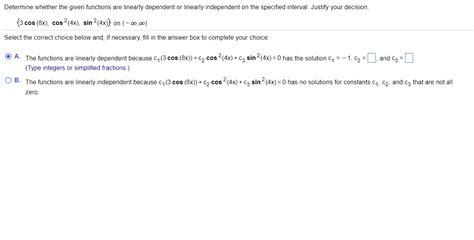 Solved Determine Whether The Given Functions Are Linearly