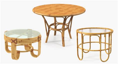 둥근 대나무 테이블 컬렉션 3d 모델 59 3ds Fbx Obj Ma Max C4d Free3d