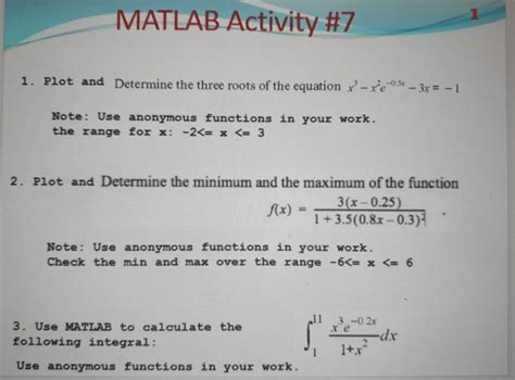 Solved MATLAB Activity Plot And Determine The Three Chegg