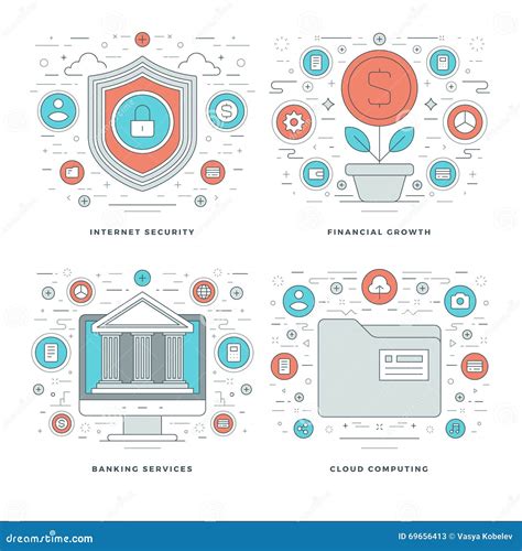 Flat Line Internet Security Financial Growth Banking Services