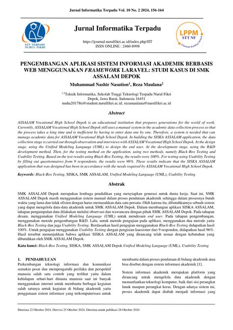 Pdf Pengembangan Aplikasi Sistem Informasi Akademik Berbasis Web Menggunakan Framework Laravel
