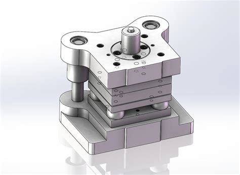 Z形件冲孔落料模（cad图sw三维）solidworks 2015模型图纸下载 懒石网