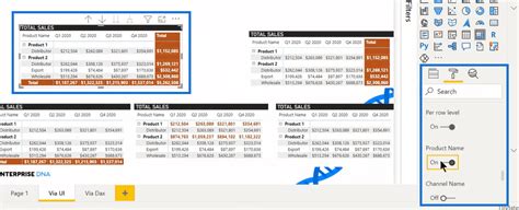 matrix visual in power bi controling totals and subtotals master data
