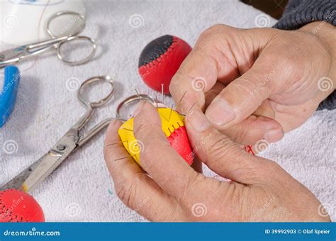 Crafting Sport Balls Stock Image Image Of Sewed Horizontal 39992903