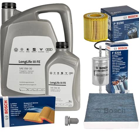 Bosch Inspection Set 6 L Huile Moteur Vw 0w 30 Longlife Iii Fe Pour