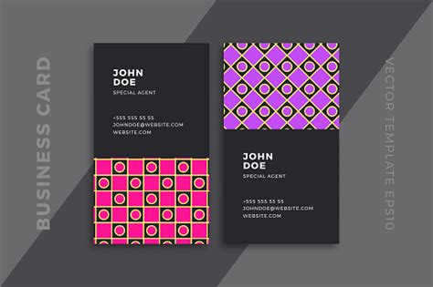 트렌디 한 추상 명함 수직 어두운 템플릿 현대적인 최소한의 기하학적 패턴으로 기업 문구 모형 샘플 텍스트가있는 깨끗하고 간단한