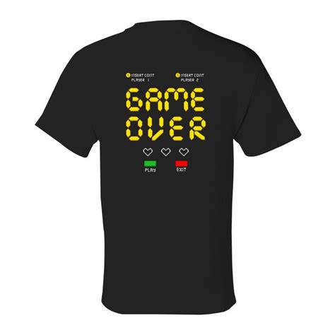Retro Arcade Game Over T Shirt Insert Coin Design Classic 8 Bit