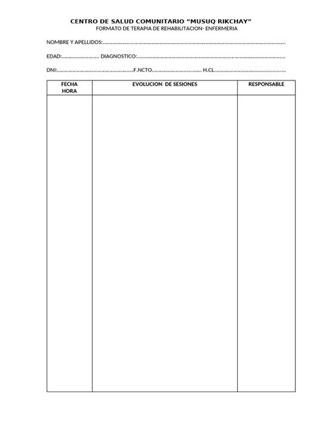 Formato De Terapia De Rehabilitacion Pdf