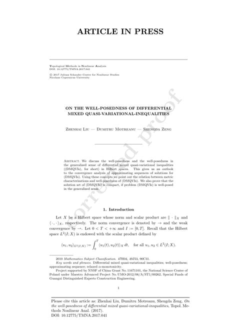 Pdf On The Well Posedness Of Differential Mixed Quasi Variational