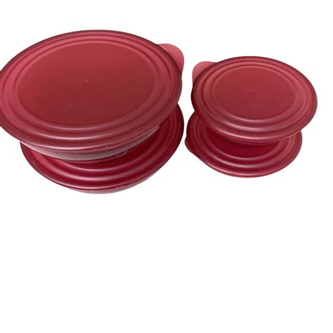 Tupperware Set Of 4 Plastic Containers Wine Colour