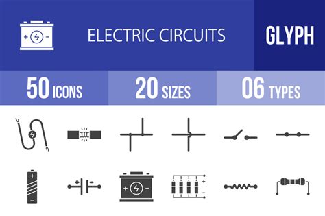 50 Electric Circuits Glyph Icons Graphic By Iconbunny · Creative Fabrica