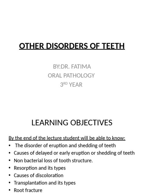 Other Disorders Of Teeth Pdf