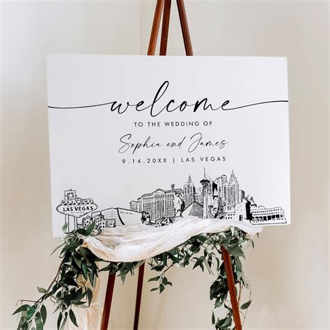 Las Vegas Welcome Sign Vegas Skyline Wedding Sign Printable Instant