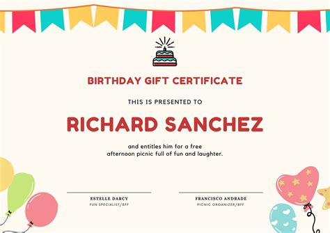 Printable Birthday Certificatehappy Birthday Certificate Template