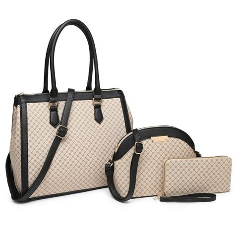 Xb Checkered Handbags Set For Women Faux Leather Tote Satchel Bags With