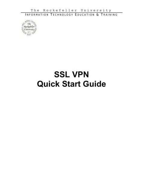 Ssl Vpn Quick Start Guide The Rockefeller University
